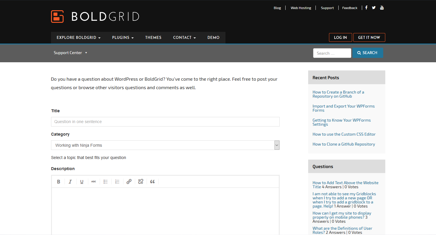 How to get Support for BoldGrid
