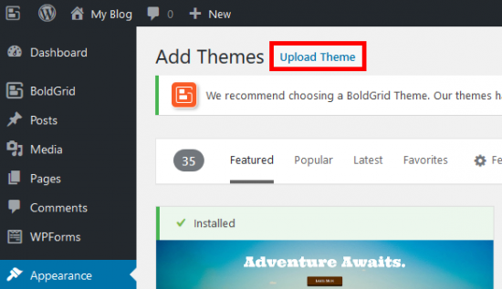 How to install the Starter Child Theme for BoldGrid