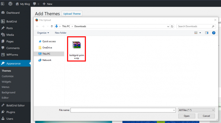 How to install the Starter Child Theme for BoldGrid
