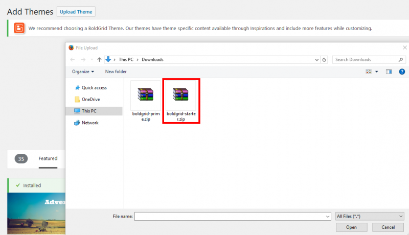 How to install the Starter Child Theme for BoldGrid