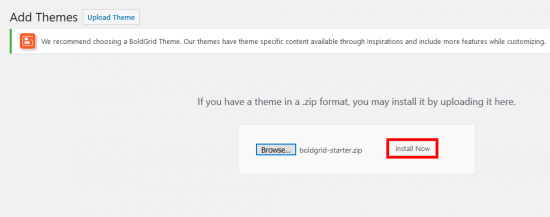 How to install the Starter Child Theme for BoldGrid