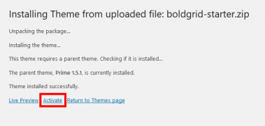How to install the Starter Child Theme for BoldGrid