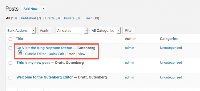 Use the WordPress Revisions Option in the Gutenberg Editor