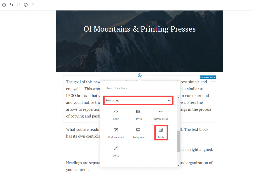 Creating a Table using the Gutenberg Editor | BoldGrid