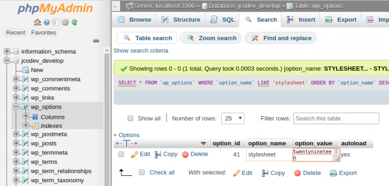 Switching your Theme via phpMyAdmin | BoldGrid
