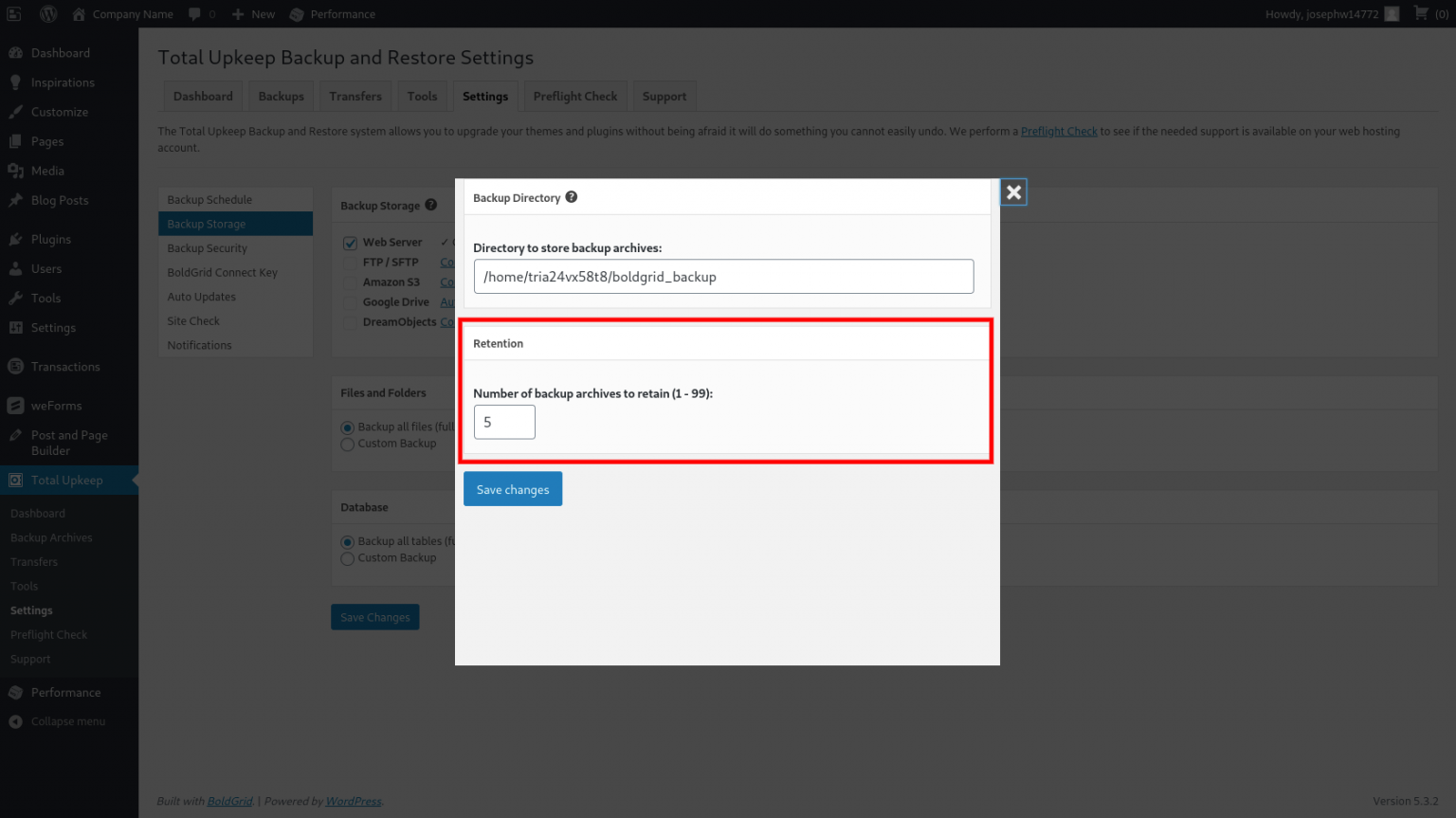 How to Change your Backup Retention Settings | BoldGrid