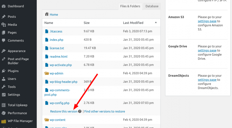 How to restore a Backup in WordPress | BoldGrid