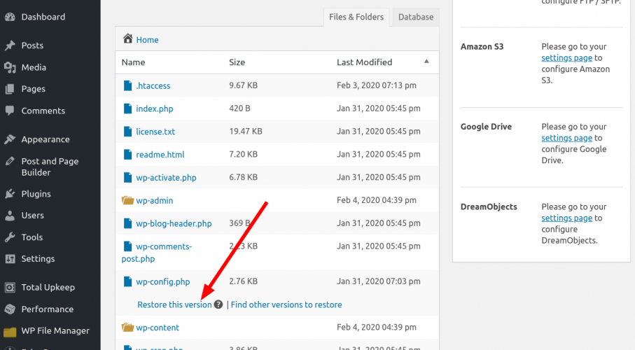 How to restore a Backup in WordPress | BoldGrid