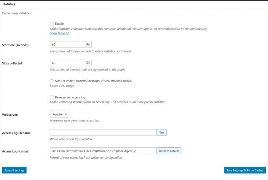 Configuring W3 Total Cache Statistics - Detailed Information About Your ...