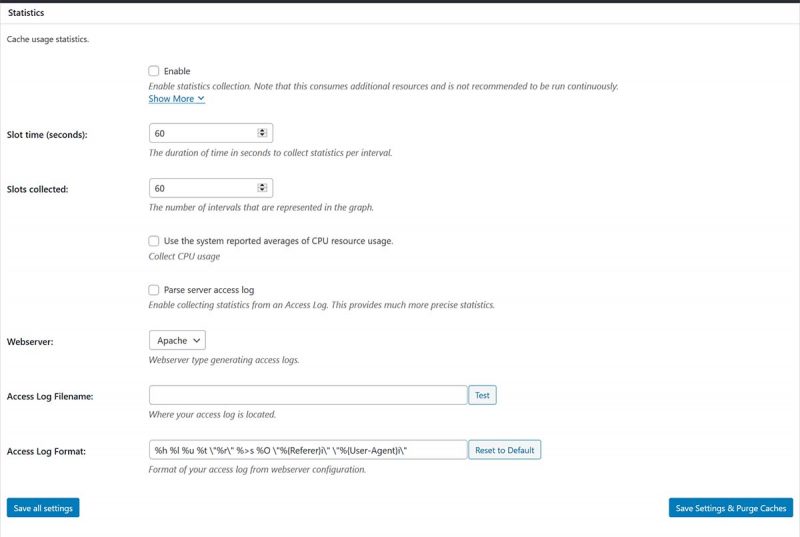 Configuring W3 Total Cache Statistics - Detailed Information About Your ...
