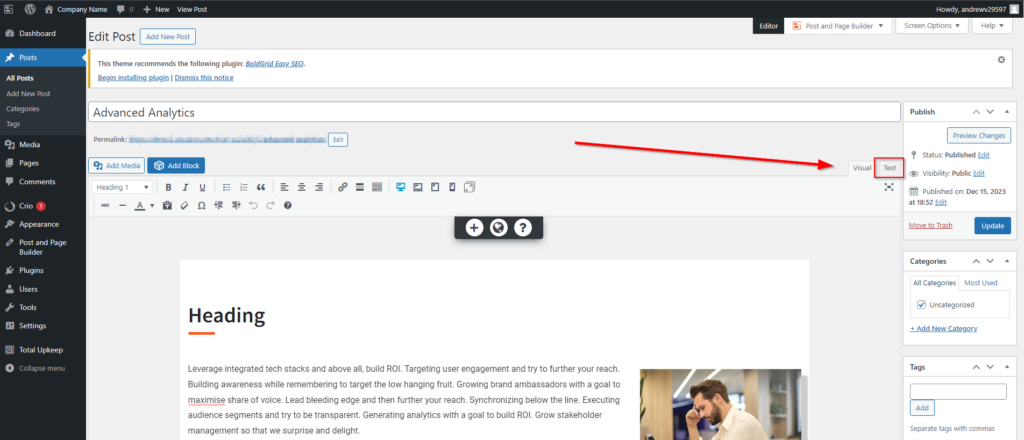 Using Custom HTML in the Post and Page Builder | BoldGrid